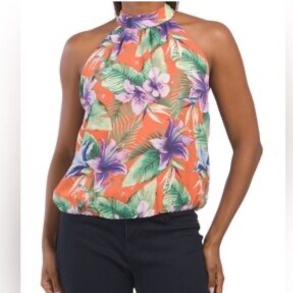 Rachel Zoe | Tops | Rachel Zoe S Tropical Print Surplice Back Halter ...
